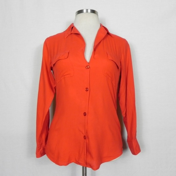 Tops | Vintage Red Silk Button Down M | Poshmark